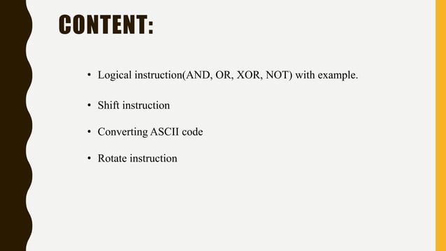 Logical, Shift, and Rotate Instruction | PPT