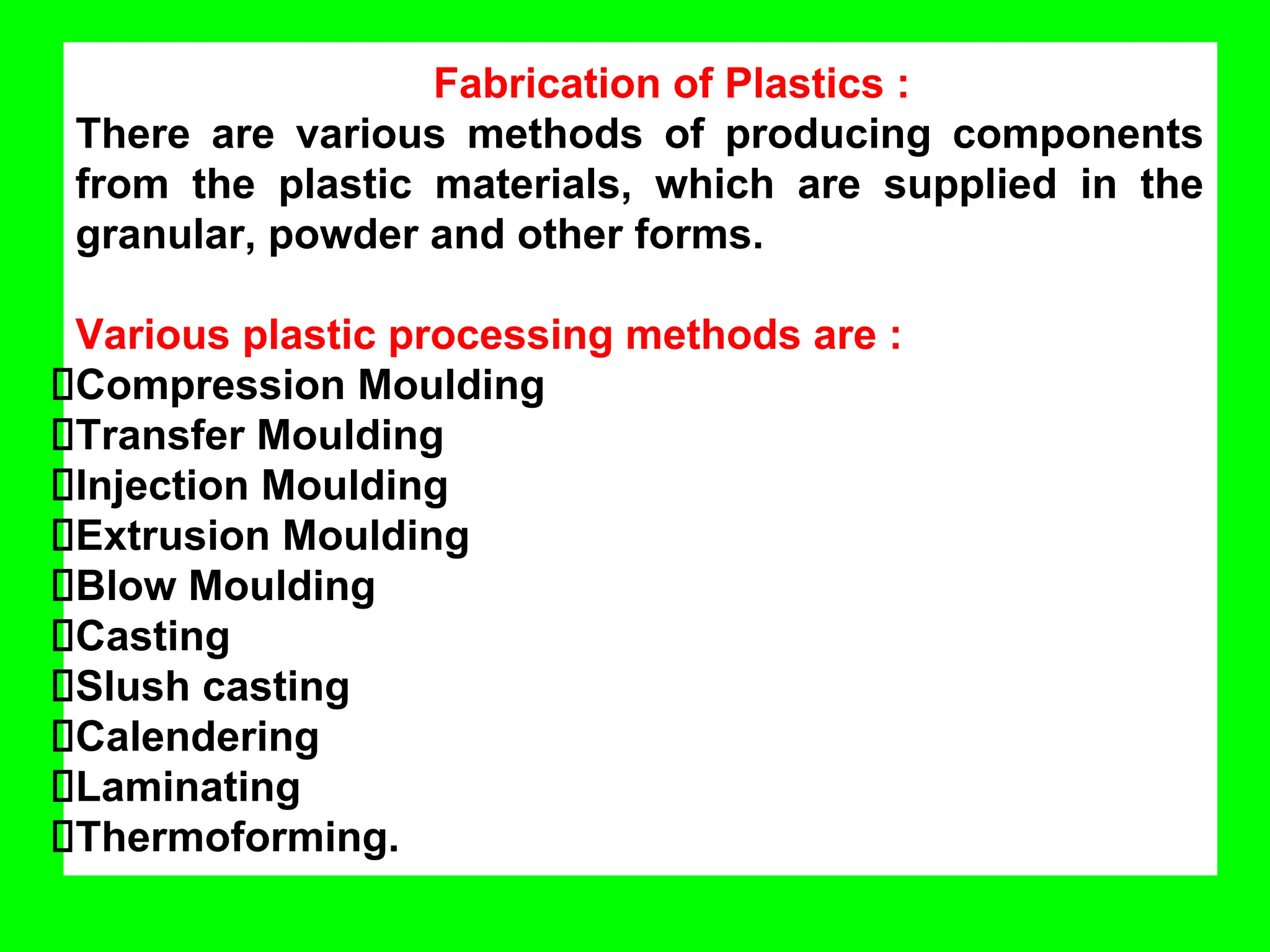 Plastic Manufacturing Process of manufacturing practices | PPT