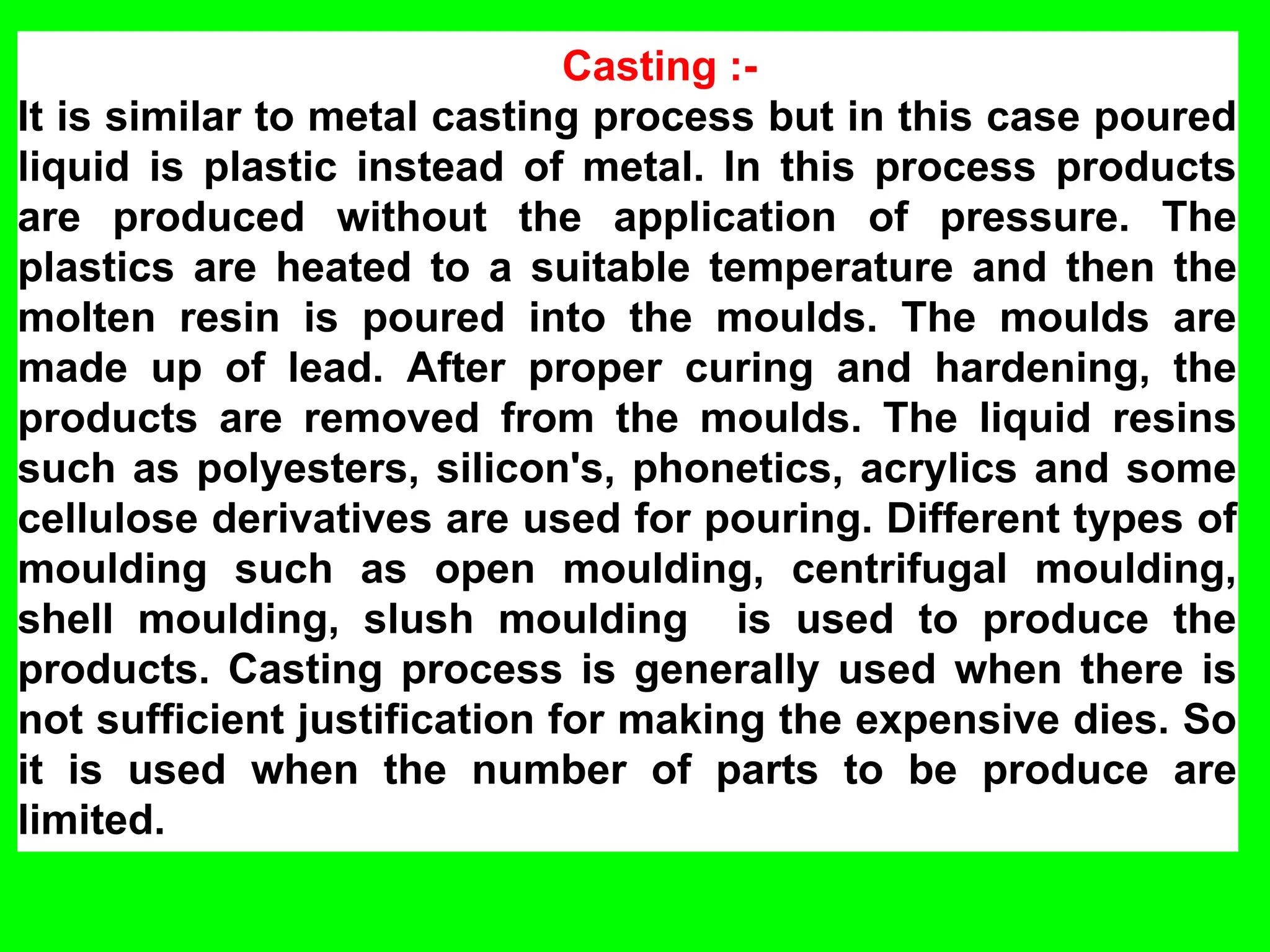 Plastic Manufacturing Process of manufacturing practices | PPT