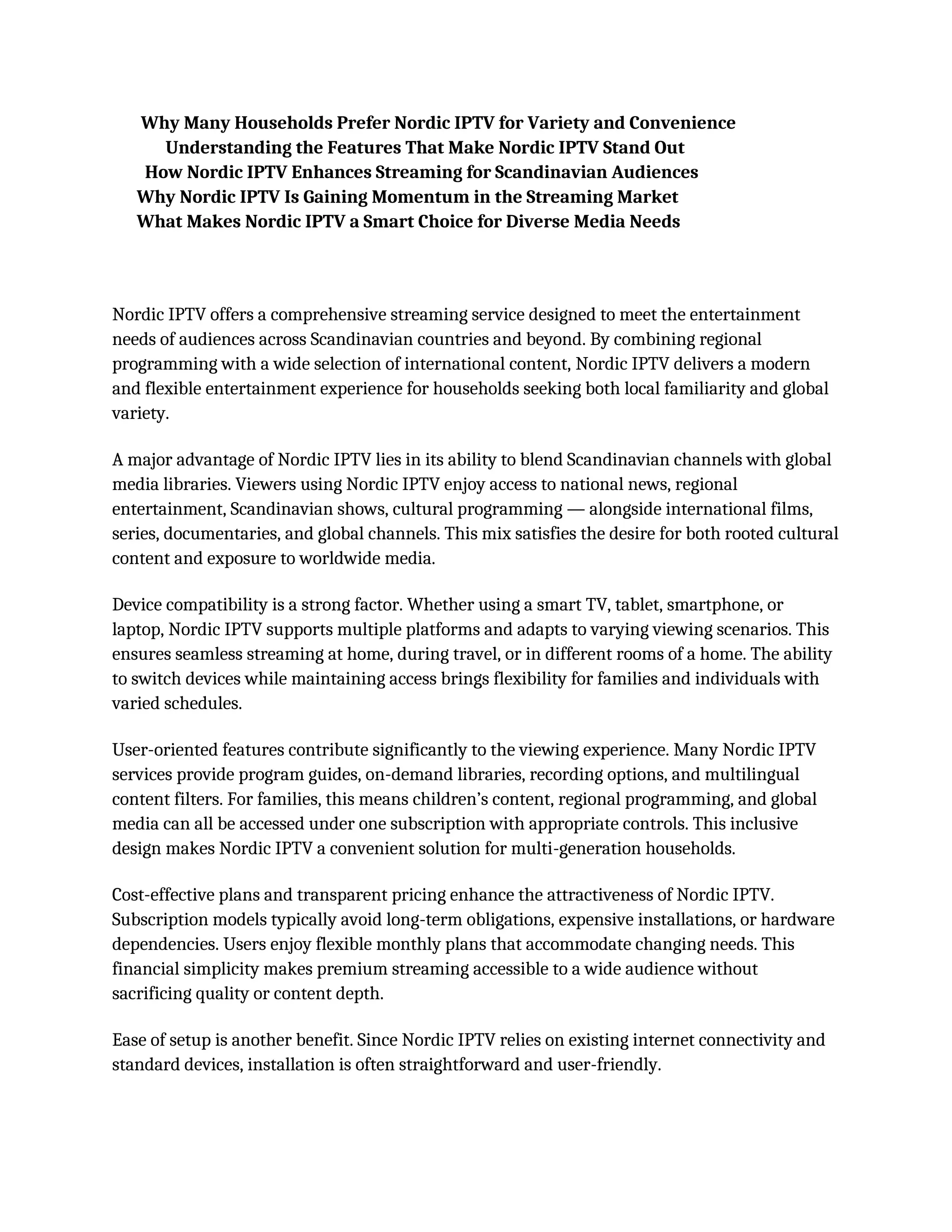 Why Nordic IPTV Appeals to Viewers Seeking Versatility | DOCX