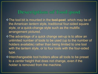 Cross-slide, Compound rest and Tool-post Assembly of Lathe | PPTX