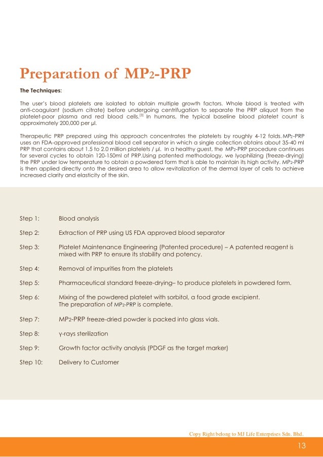 Powdered form of PRP (platelet rich plasma)