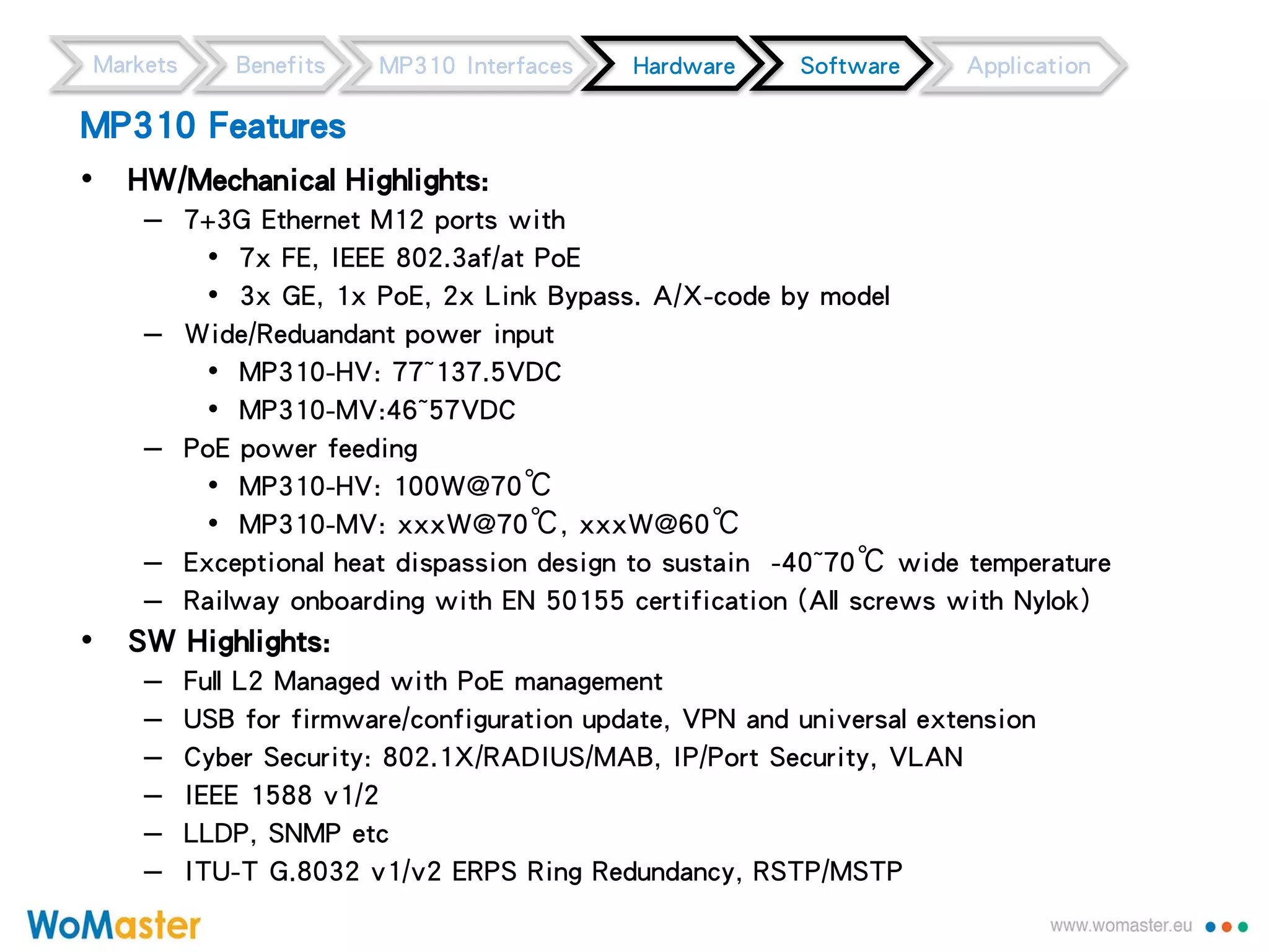 MP310 Industrial Railway 7+3G L2 Managed PoE switch with M12 connectors ...