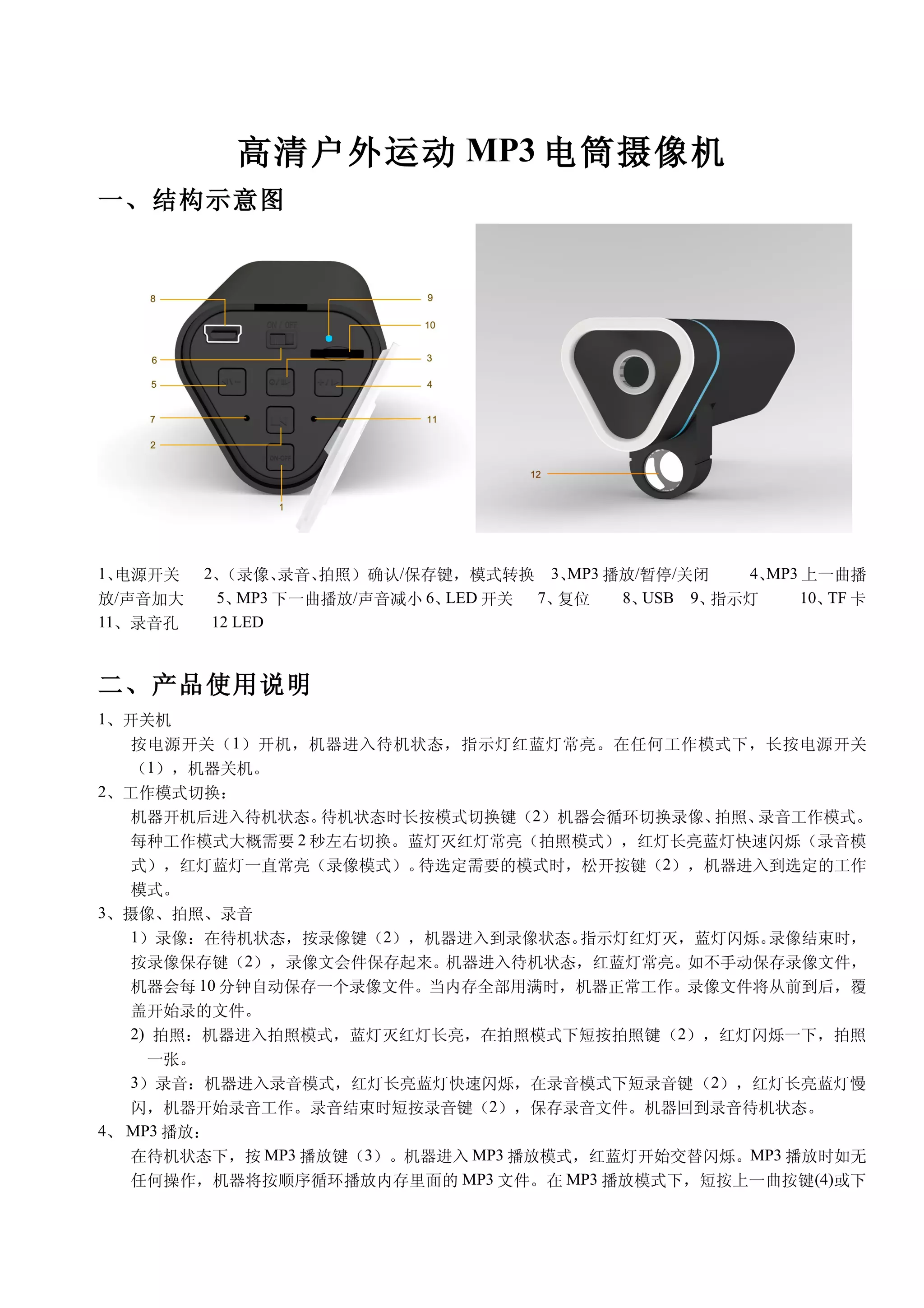 mp3 camera spy torch cam dvr operation instruction | PDF