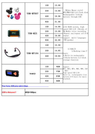 Mp3,Mp4,Mp5 Price List | PDF