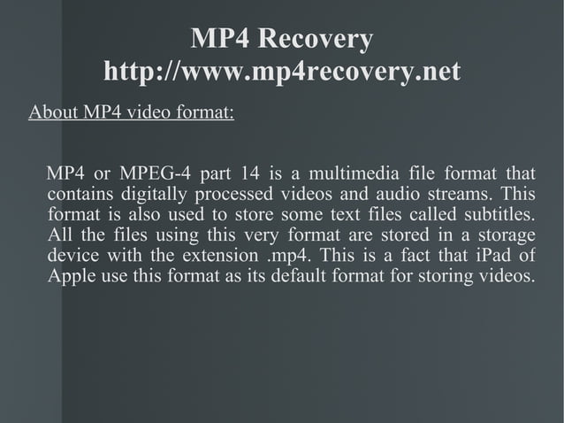 Mp4 Recovery | PPT