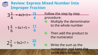 Express mixed number into improper fraction | PPTX