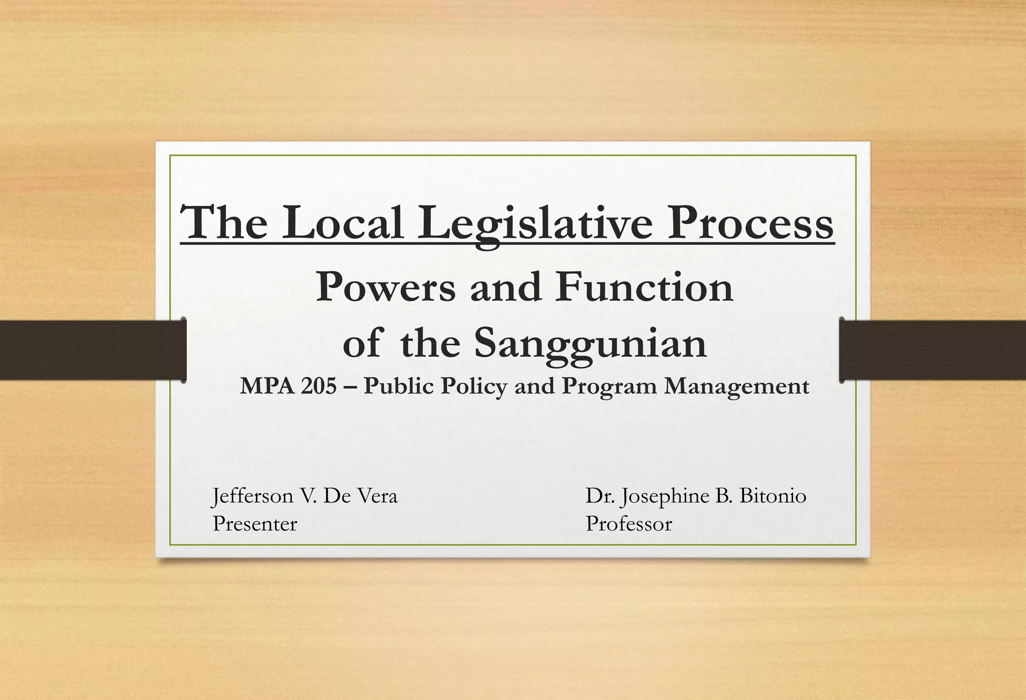 The Local Legislative Process: Powers and Functions of the Sanggunian | PDF
