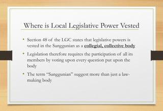 The Local Legislative Process: Powers and Functions of the Sanggunian | PDF