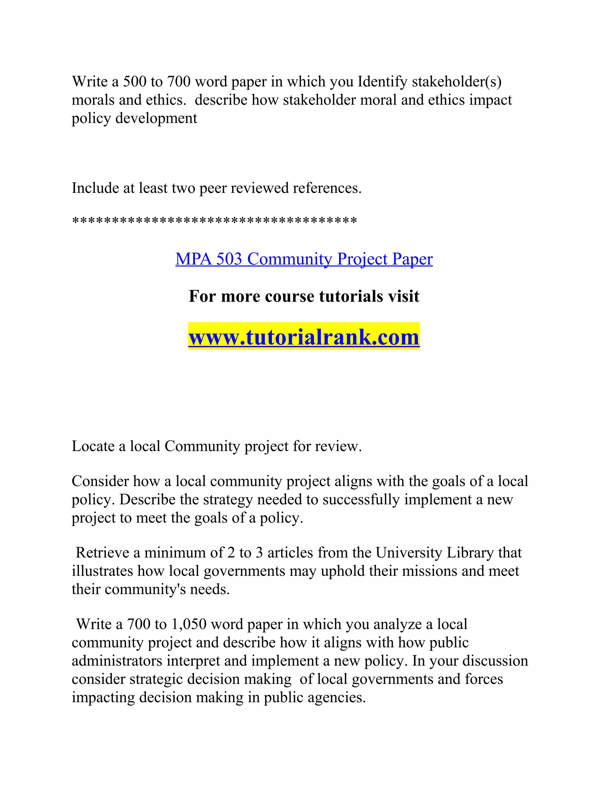 MPA 503 Inspiring Innovation / tutorialrank.com