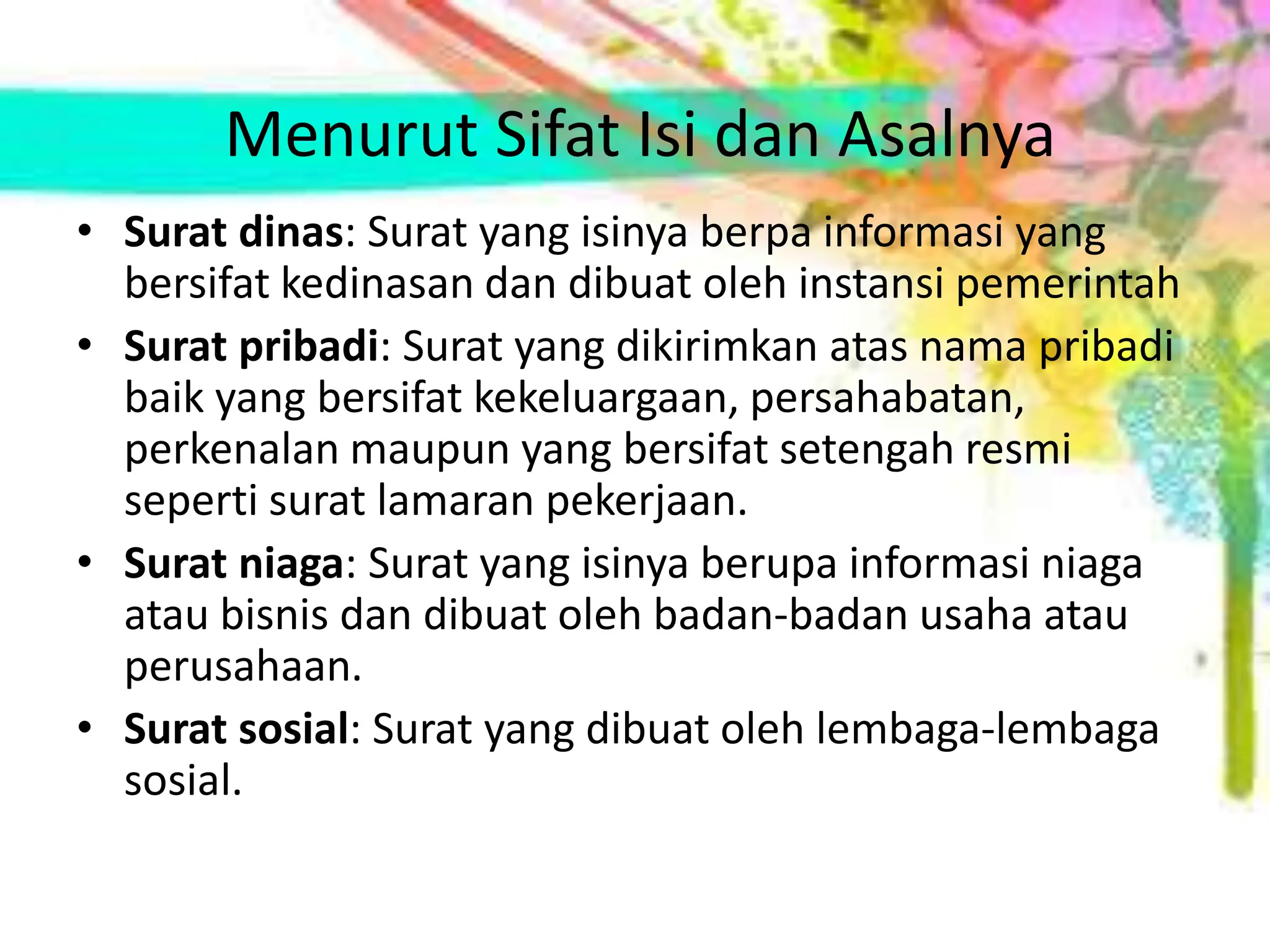 Dasar surat menyurat, bagian bentuk surat. Melakukan prosedur ...