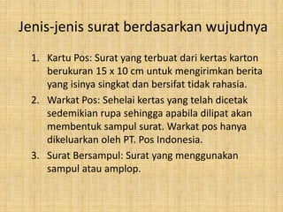 Dasar surat menyurat, bagian bentuk surat. Melakukan prosedur ...