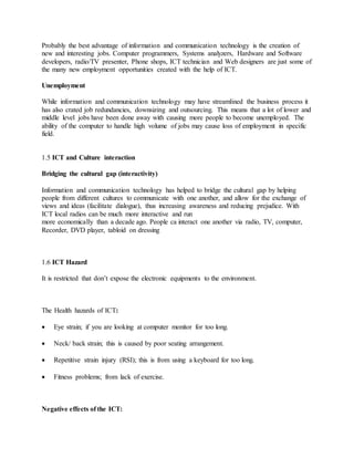 Mpact of information and communication technology (ict) on the society | DOCX | Technology ...