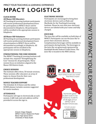 MPACT Teaching & Learning Institute Program 2014 | PDF