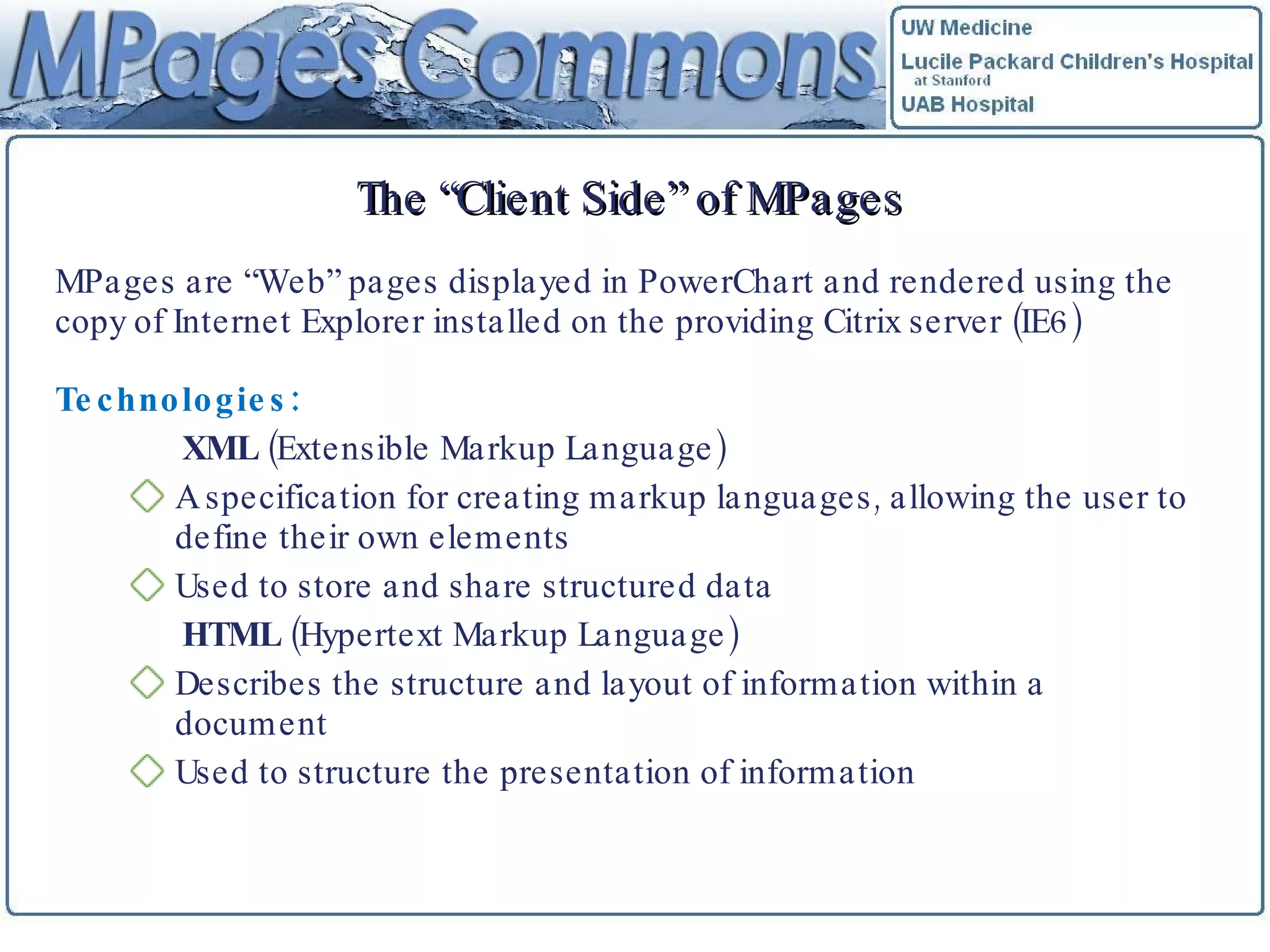 M Pages Technical Forum - Client Server Architectures | PPT