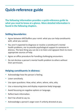 MP and Staffers Guide to Mental Health | PDF