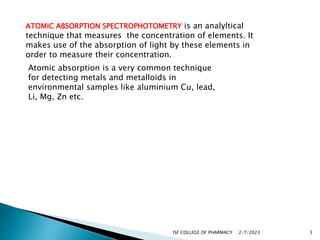 Atomic absorption anf flame emission spectrophotometry | PPTX