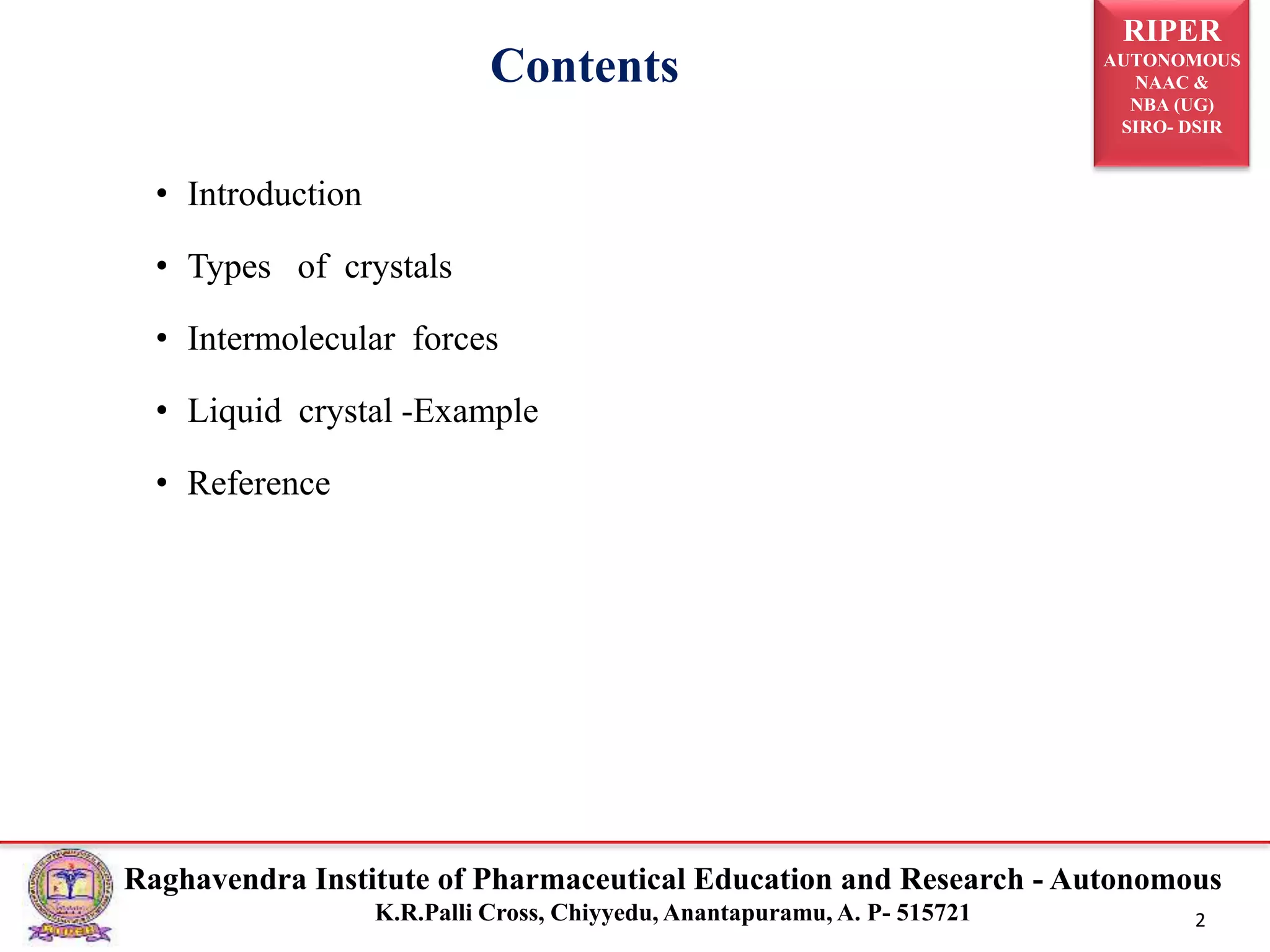 TYPES OF CRYSTALS | PPTX