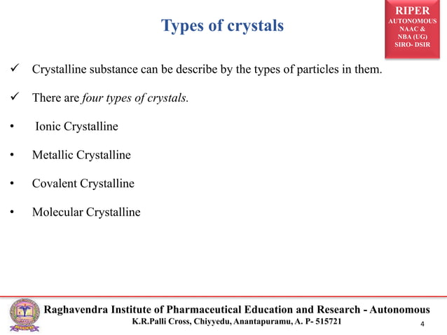TYPES OF CRYSTALS | PPTX