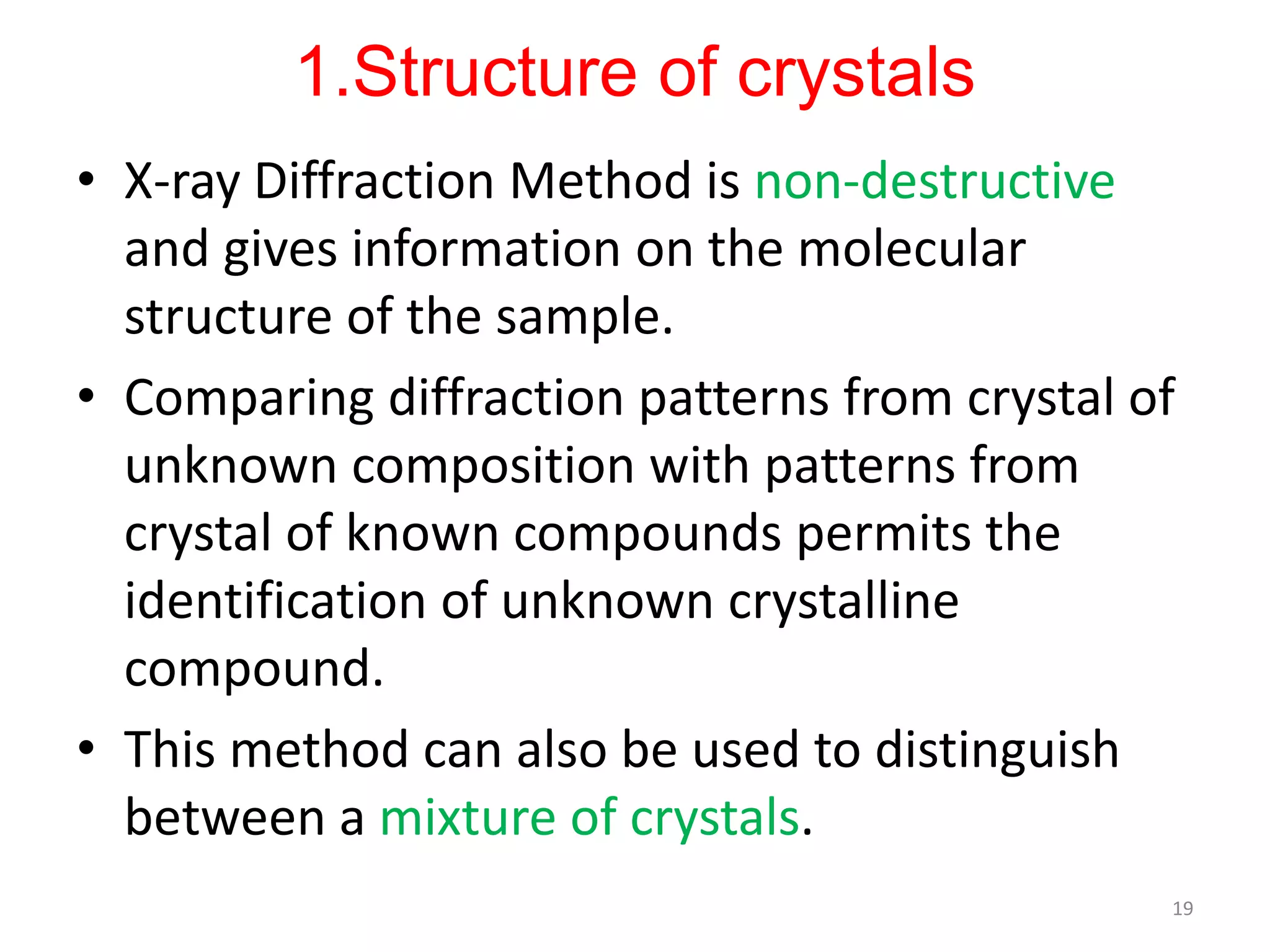 Types of Crystals and Application of X-ray Diffraction | PPTX