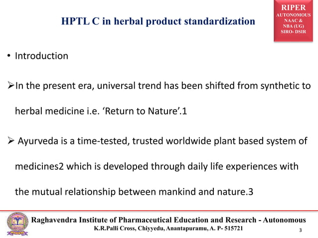 HPTLC in herbal product standardization | PPT