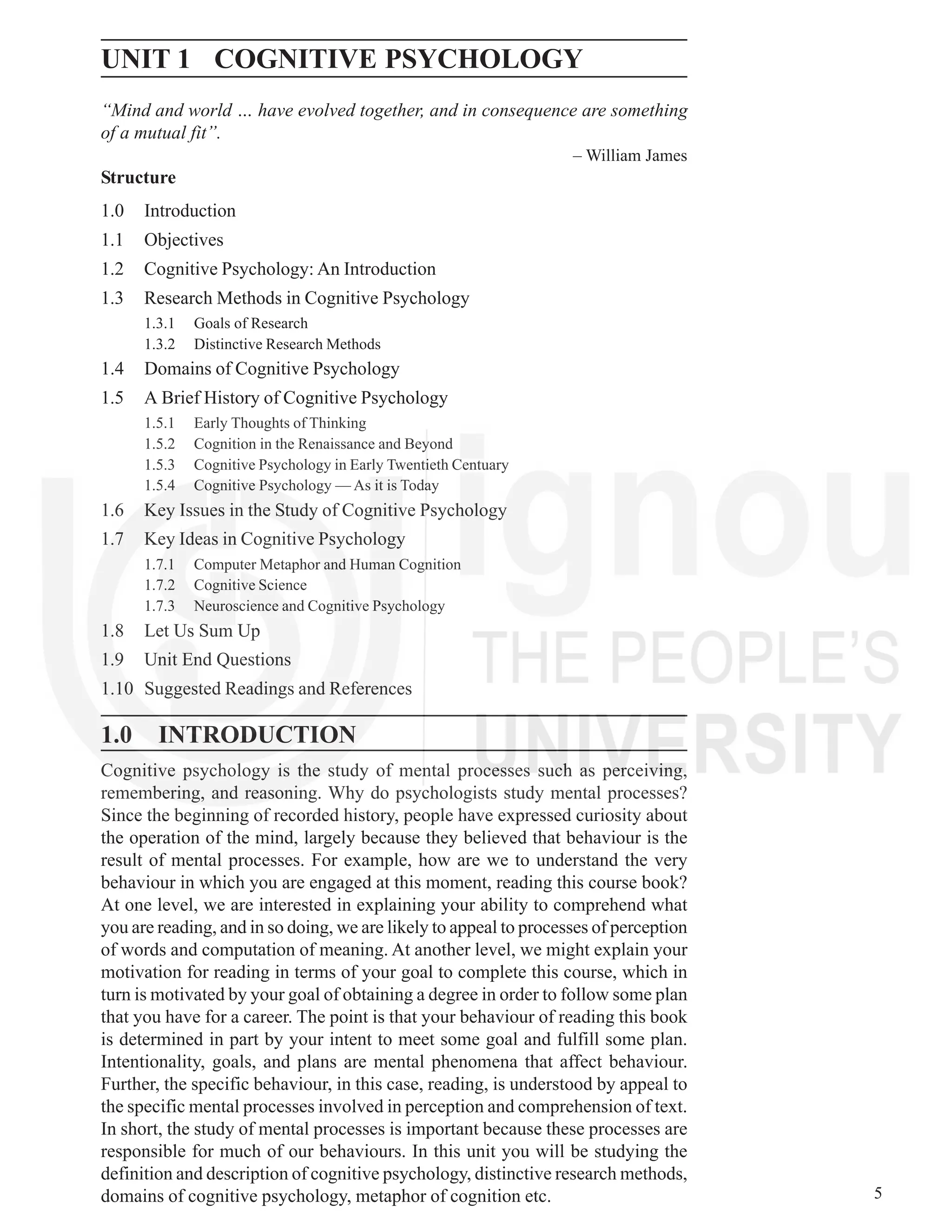 MPC01 ignou mapc- Psychology book -1 - IGNOU | PDF