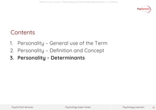 Definition and Concept of Personality and Personality Development | PDF