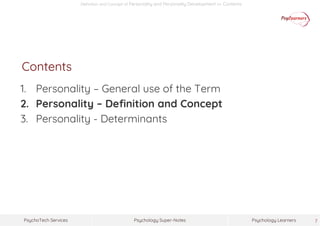 Definition and Concept of Personality and Personality Development | PDF