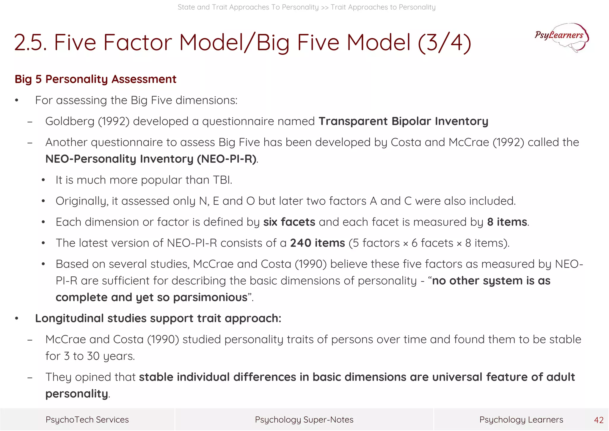 Theories of Personality: State and Trait Approaches to Personality | PDF