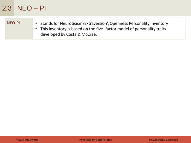 IGNOU Super-Notes: MPC3 Personality - Theories and Assessment_4 ...