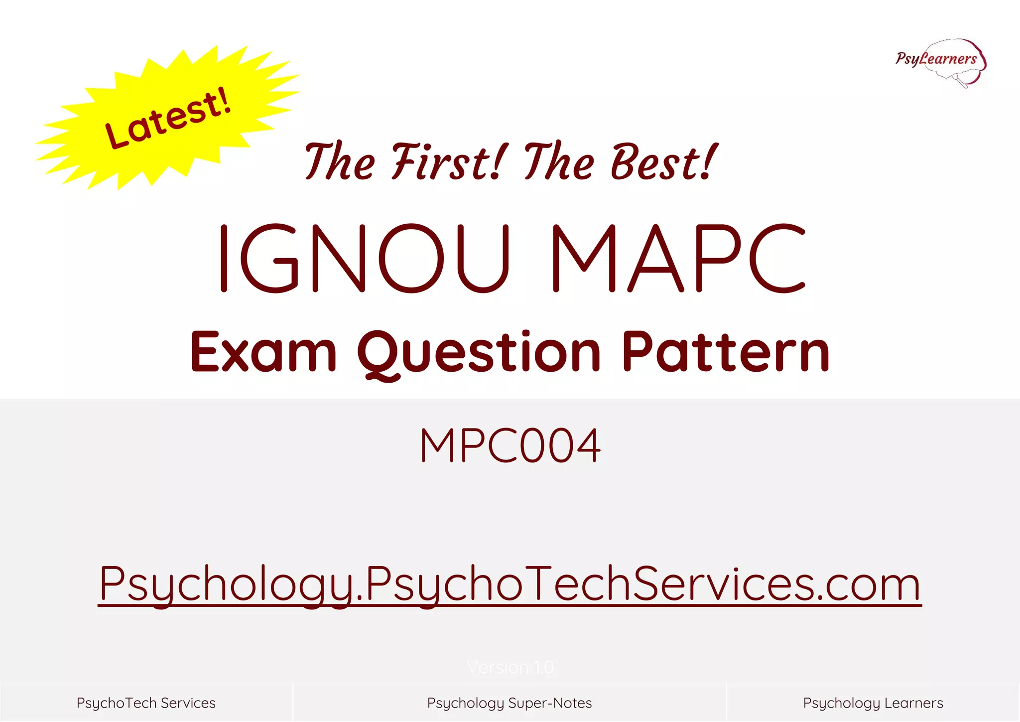 IGNOU Exam Question Pattern >> MAPC >> MPC004 - Advanced Social Psychology | PDF