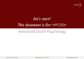 IGNOU Exam Question Pattern >> MAPC >> MPC004 - Advanced Social Psychology | PDF
