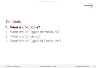 Variables and Constructs in Research | PDF
