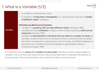 Variables and Constructs in Research | PDF
