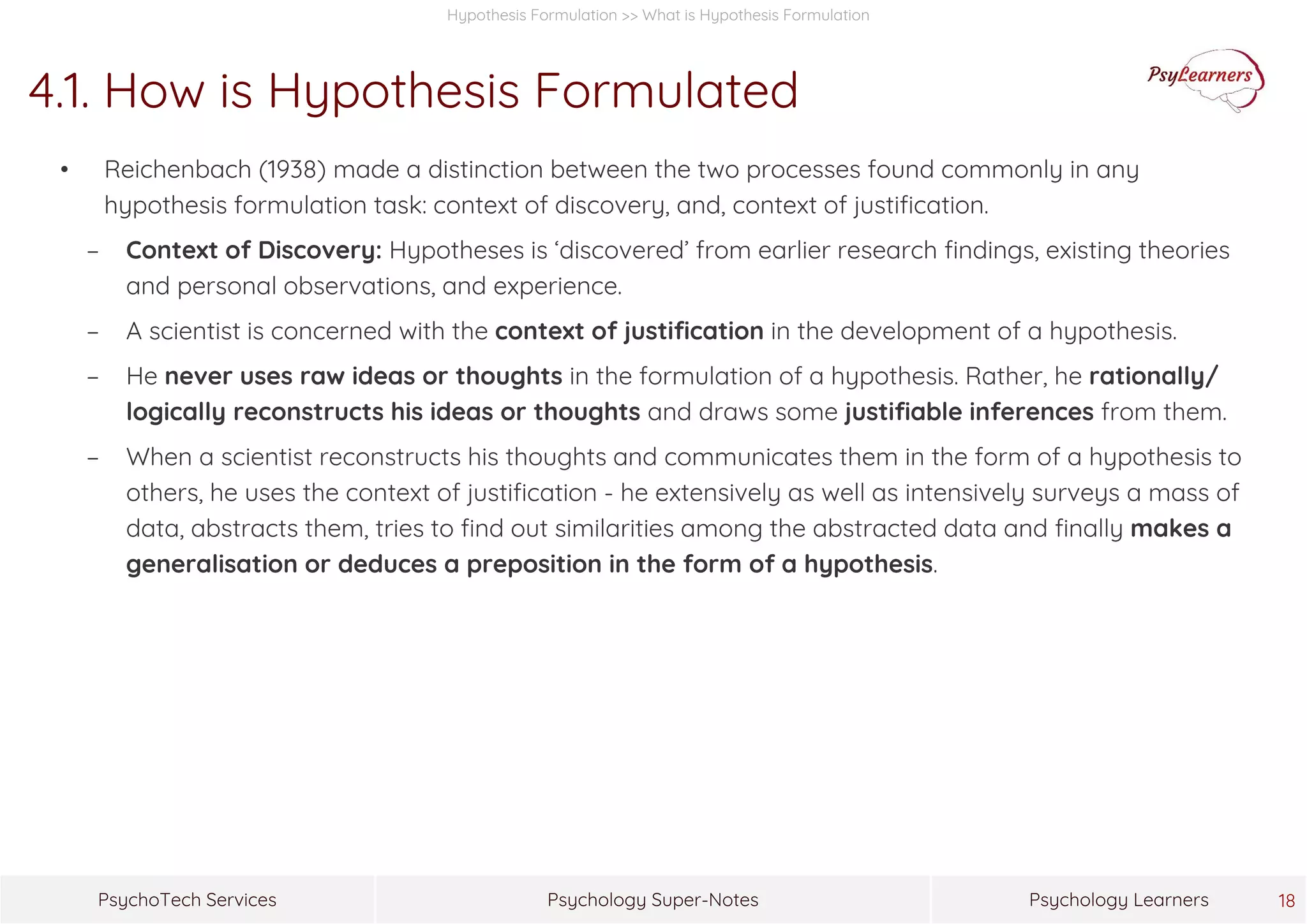 Hypothesis Formulation in Psychological Research | PPT