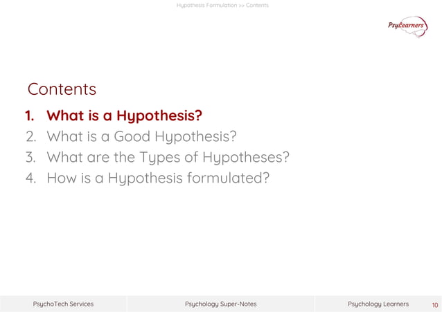 Hypothesis Formulation in Psychological Research | PPT