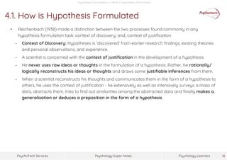 Hypothesis Formulation in Psychological Research | PPT