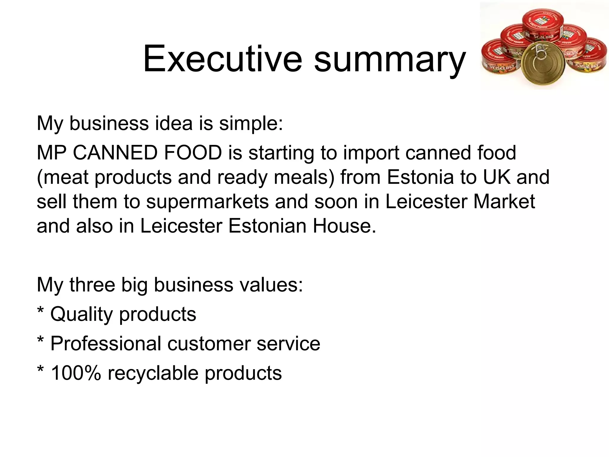 MP CANNED FOOD Business Plan presentation | PPT