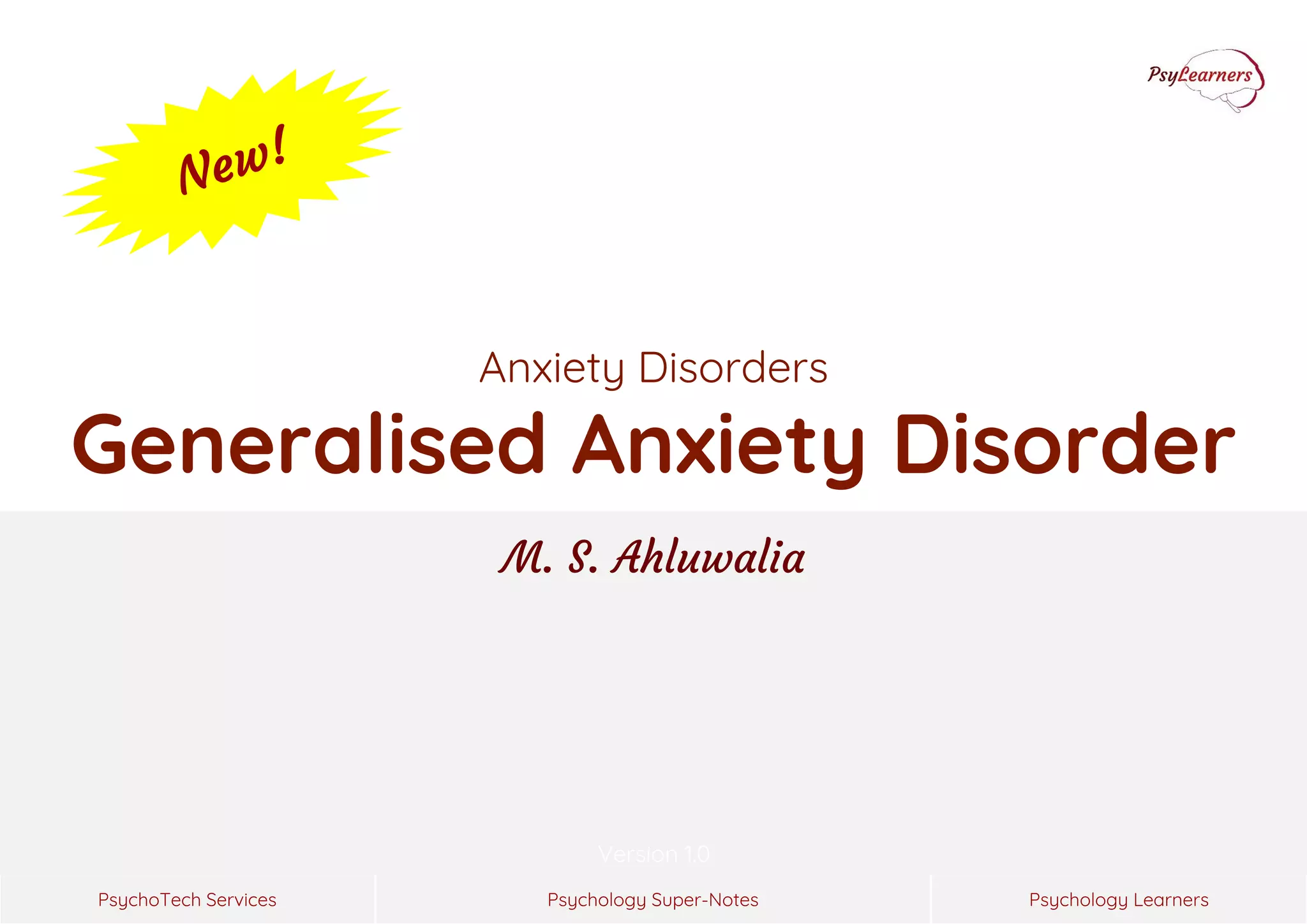 Mental Disorders Generalised Anxiety Disorder Ppt
