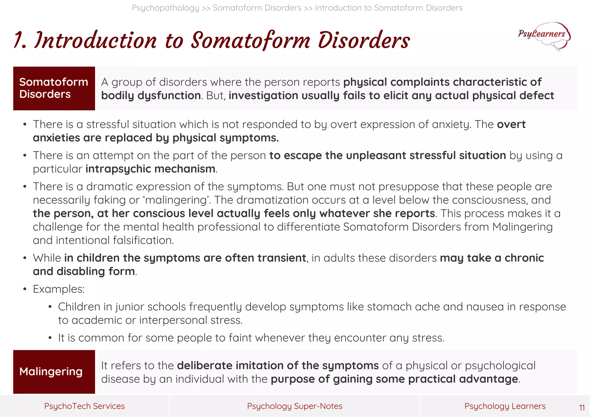 Mental Disorders >> Somatoform Disorders | PPT