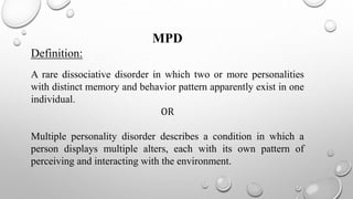 Mental Personality Disorder By Aqsa Ayub | PPTX