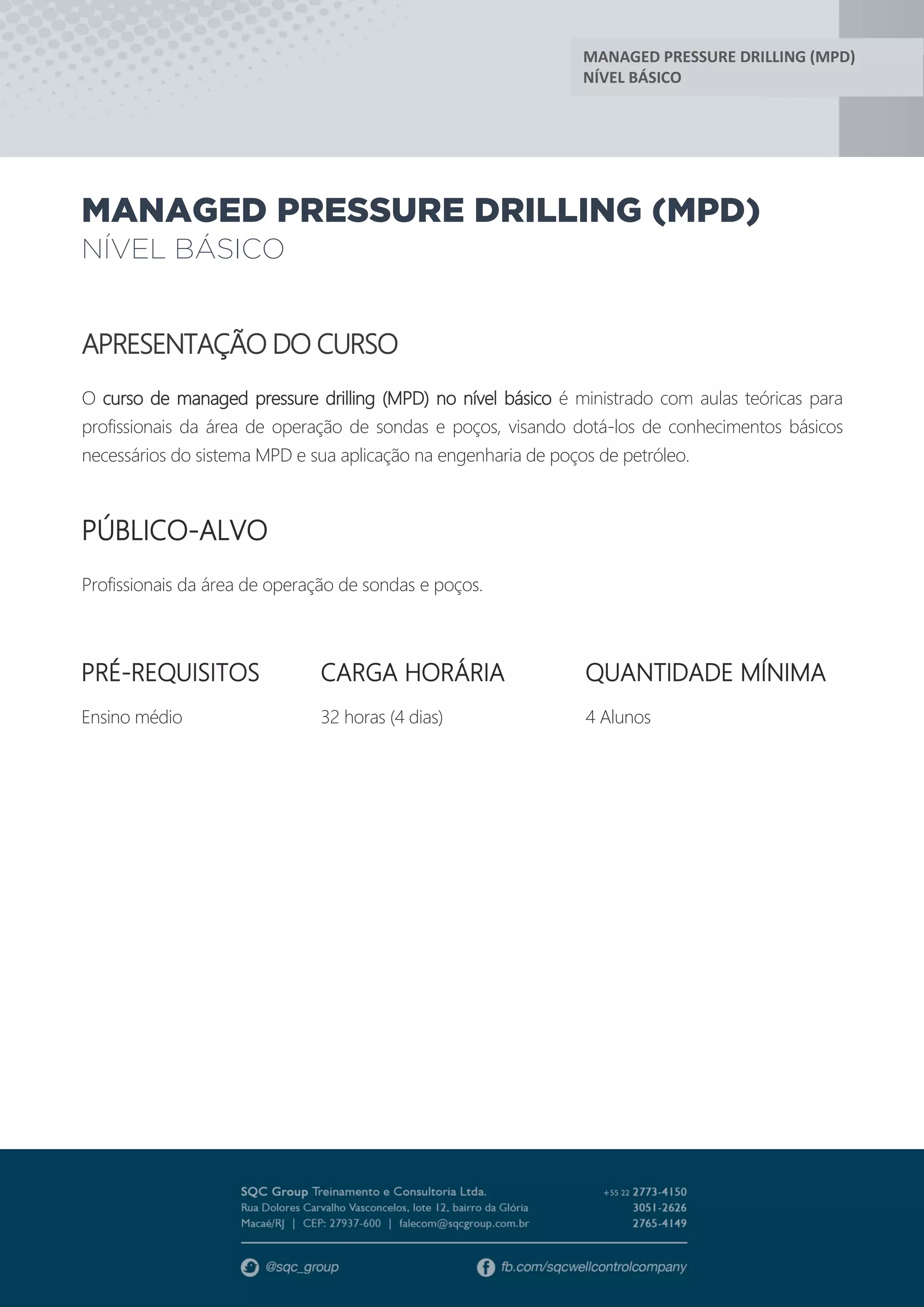 Curso de managed pressure drilling (MPD) - Nível básico | PDF ...