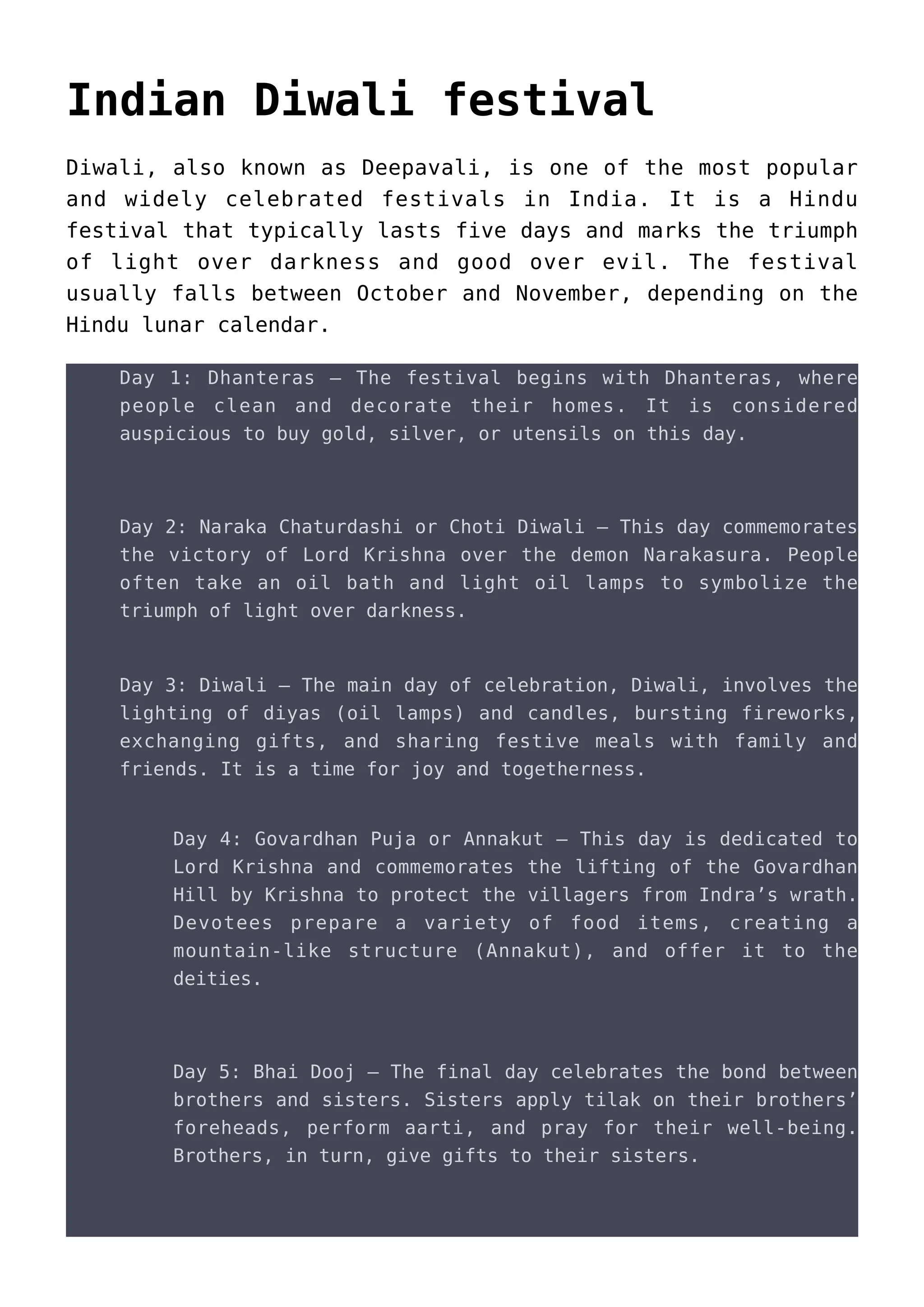 Indian Diwali festival | PDF