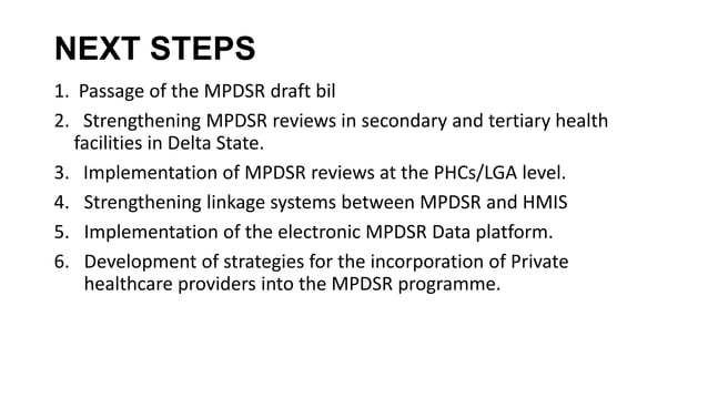 Maternal and Perinatal Death Surveillance and Response, Delta State ...