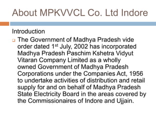 MPEB, MPPKVVCL Indore 15 days Training Seminar | PPTX