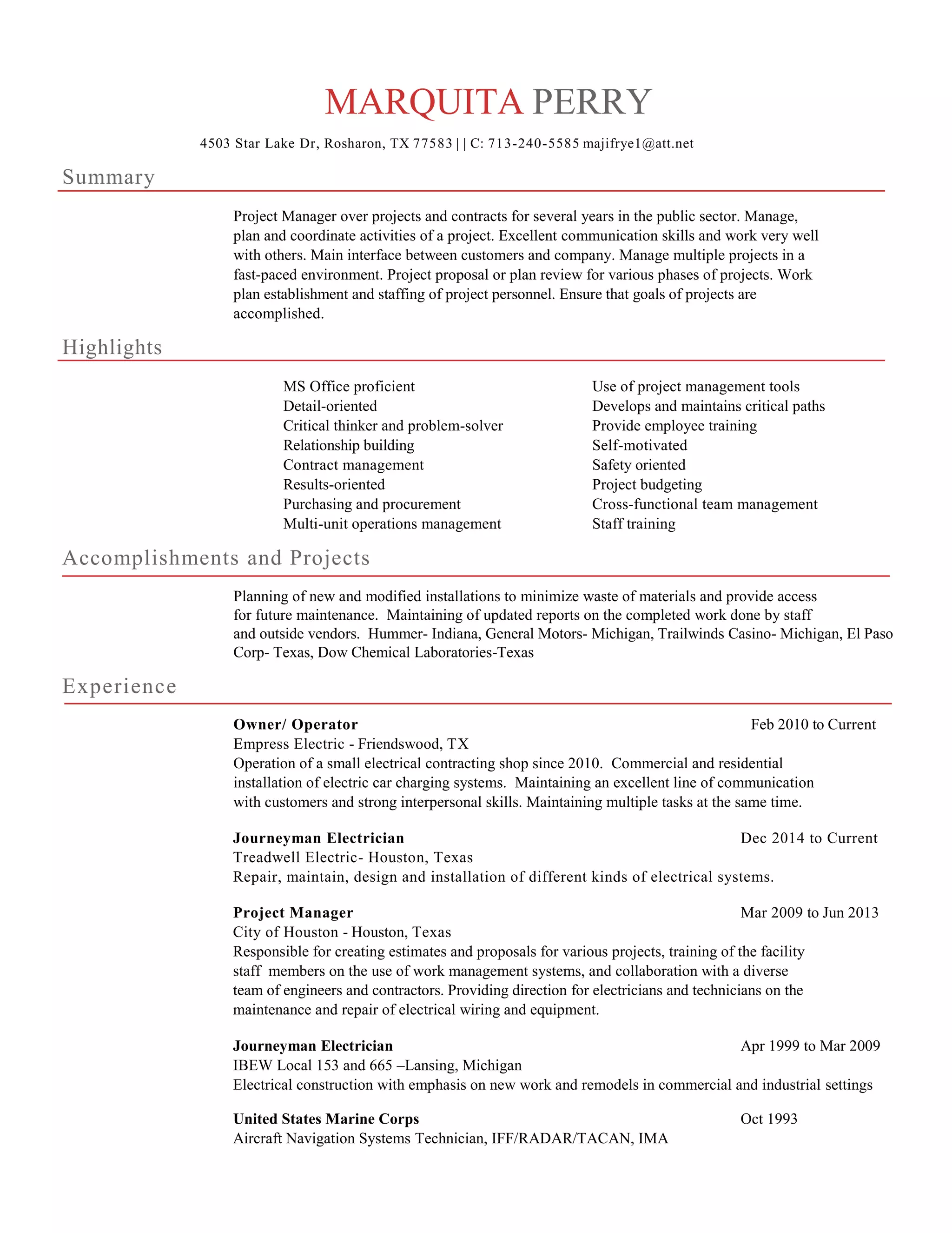M Perry Resume | PDF