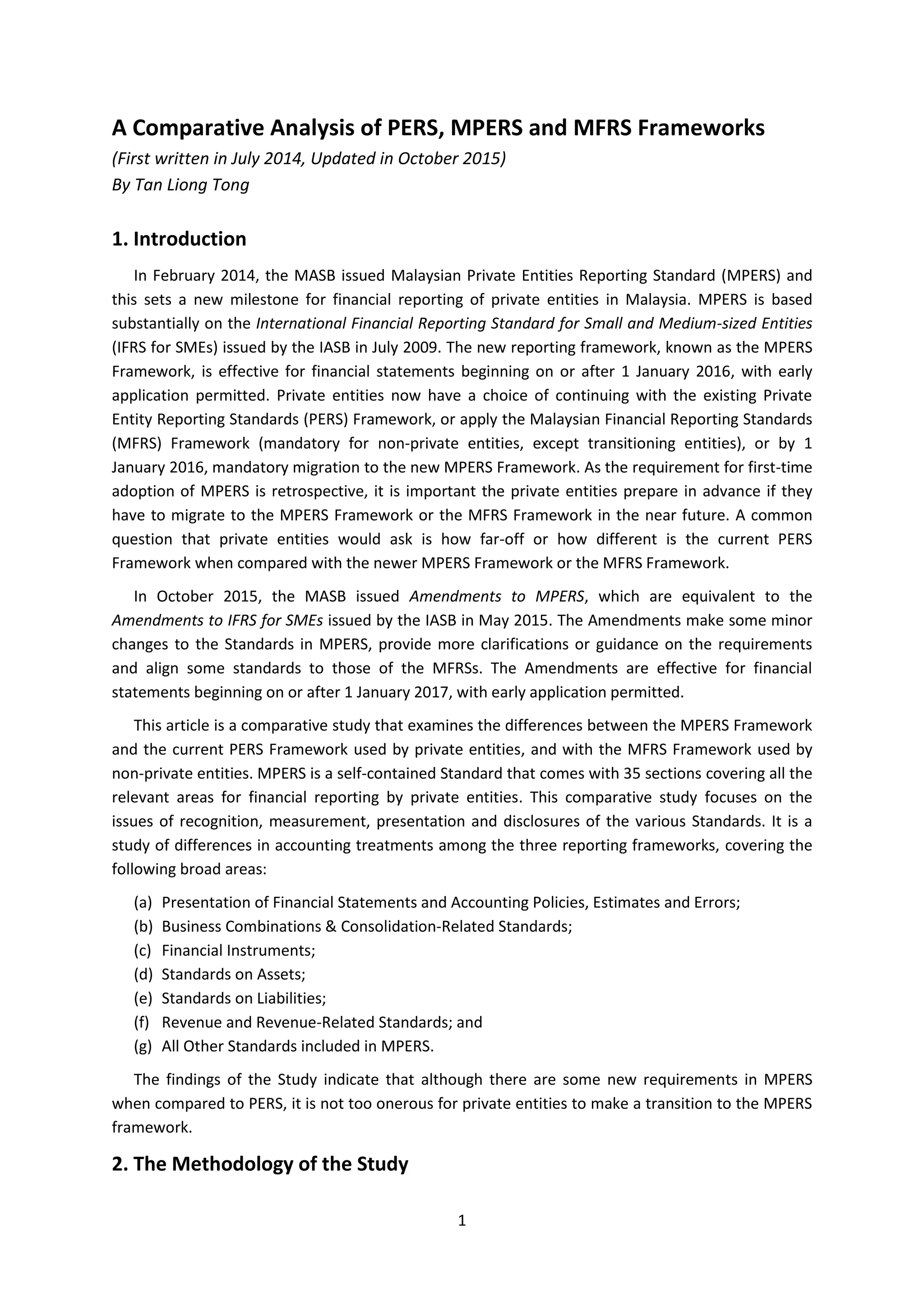 Mpers article a comparative analysis of pers mpers and mfrs frameworks ...