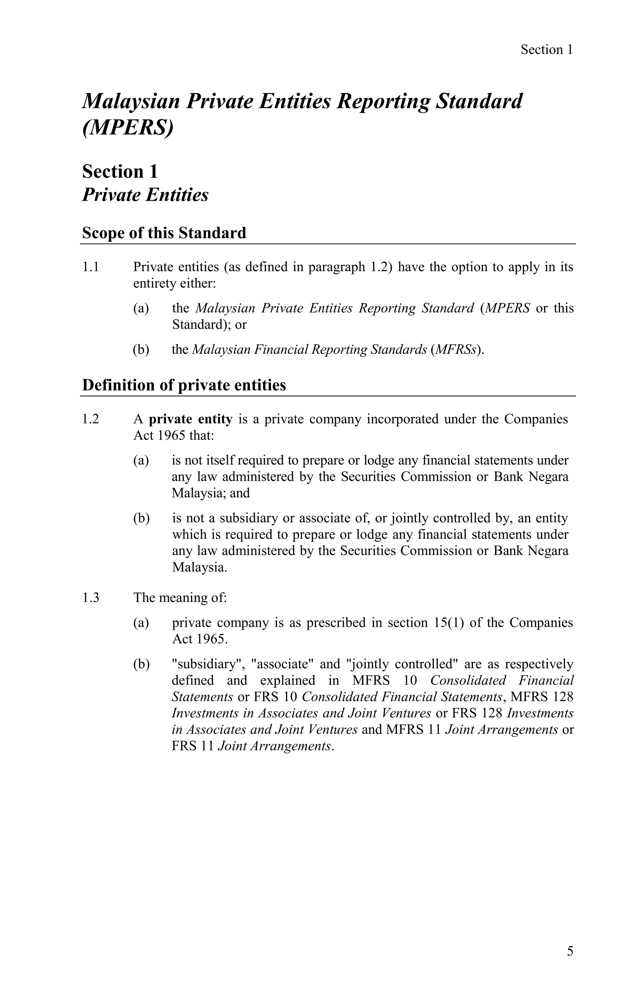 Malaysian Private Entities Reporting Standard (MPERS) | PDF