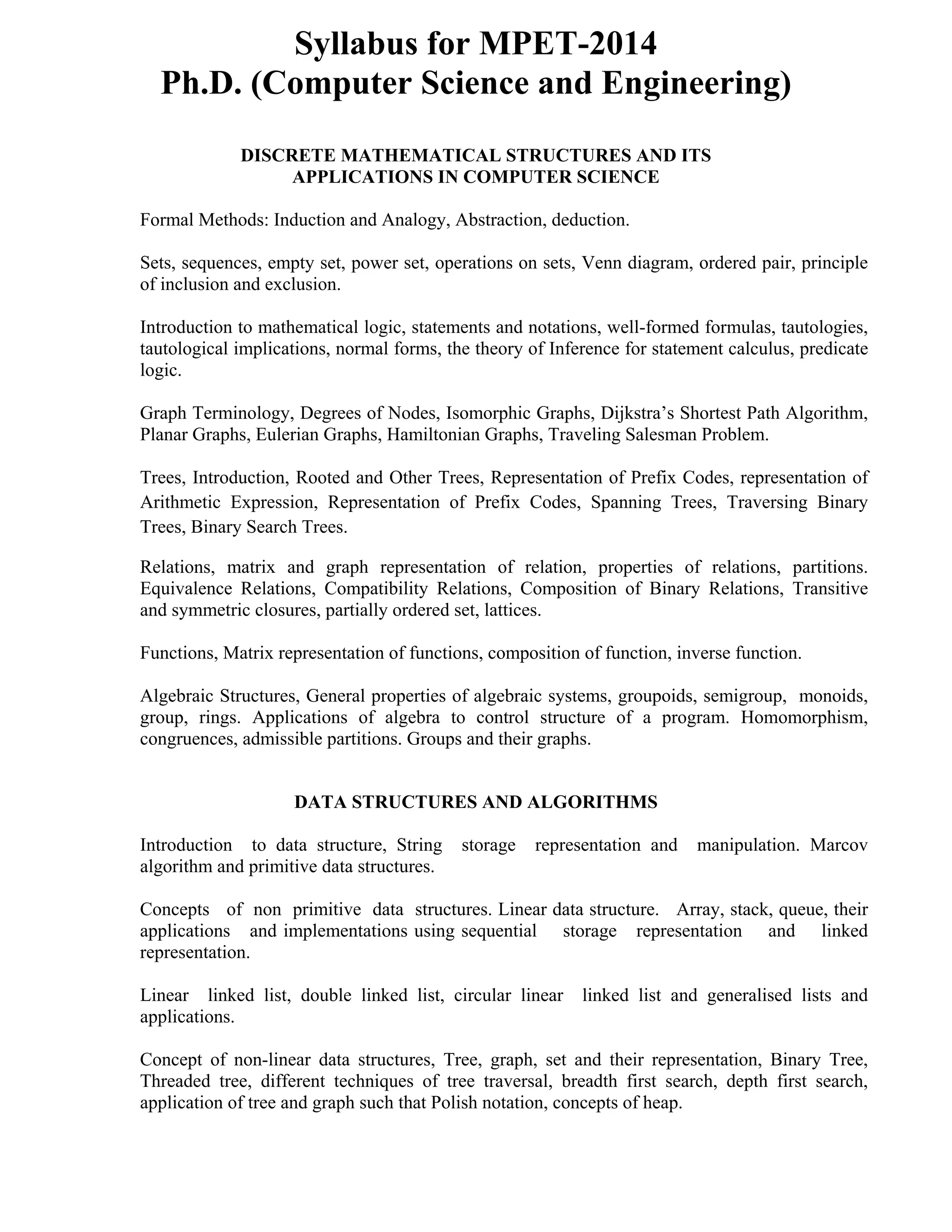 Mpet 2014 ph d cse | PDF