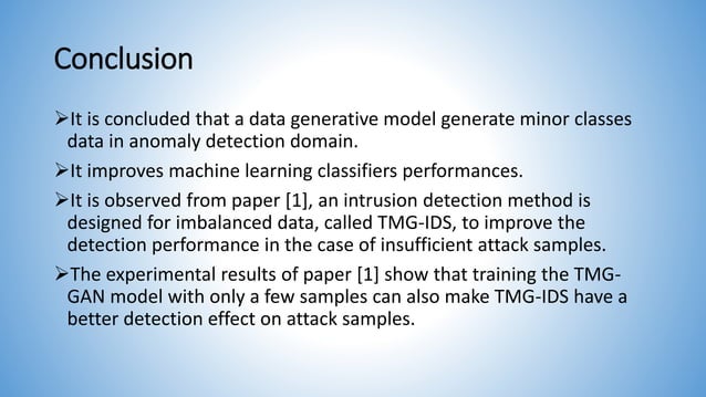 Intrusion detection using generative minority oversampling | PPT